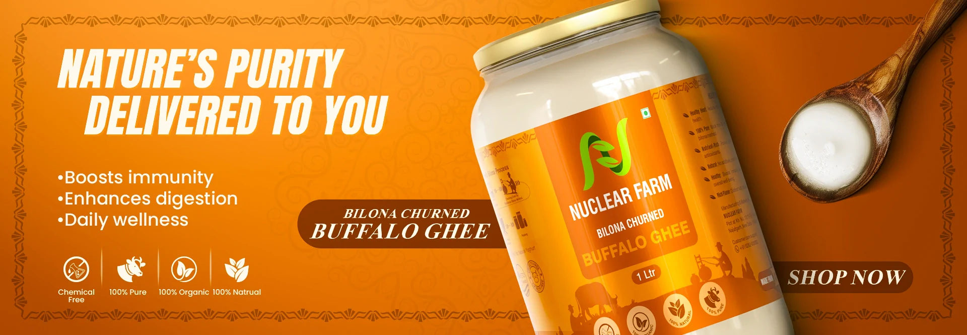 Shop Pure Buffalo Ghee in India – Rich in Nutrition – Nuclear Farm